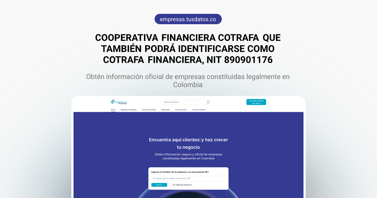 COOPERATIVA FINANCIERA COTRAFA QUE TAMBIÉN PODRÁ IDENTIFICARSE COMO COTRAFA FINANCIERA ...